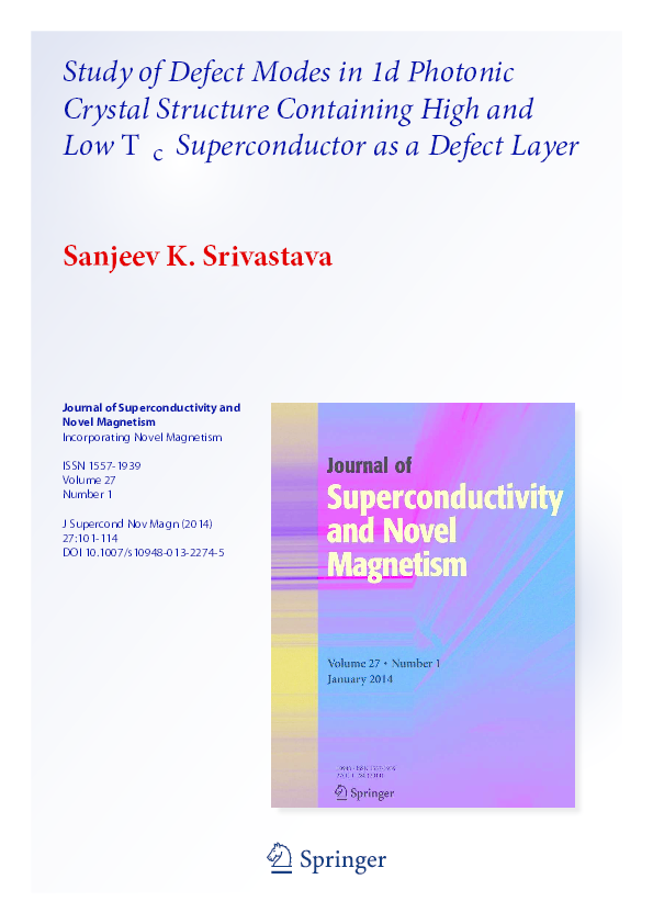 (PDF) Photonic crystal defective superconductor and black body radiations | arafa aly - Academia.edu