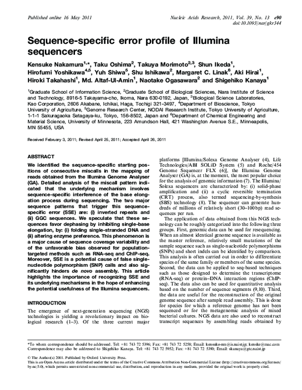 (PDF) Sequence-specific error profile of Illumina sequencers