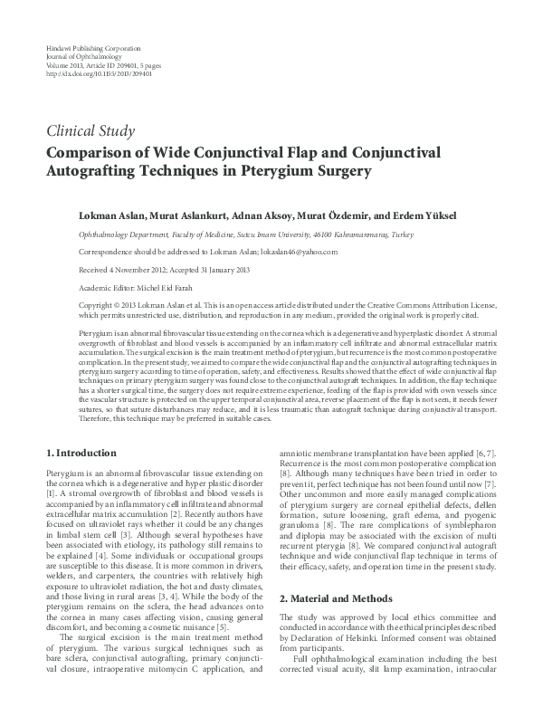(PDF) Comparison of Wide Conjunctival Flap and Conjunctival ...
