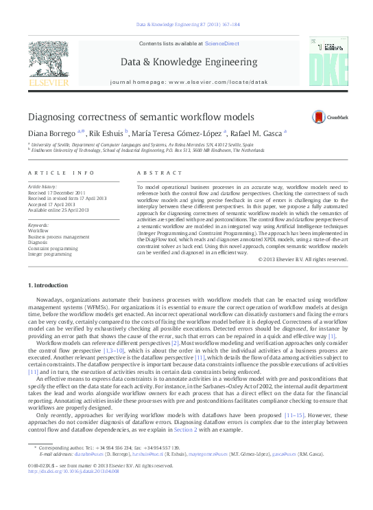 Pdf Diagnosing Correctness Of Semantic Workflow Models