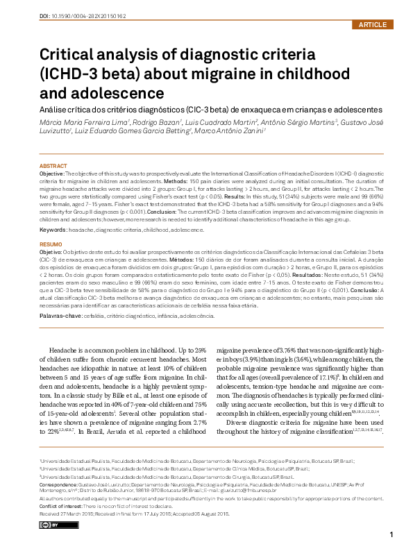(PDF) Critical analysis of diagnostic criteria (ICHD-3 beta) about ...