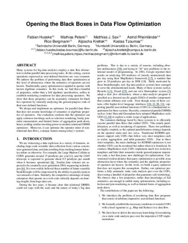 (PDF) Opening the black boxes in data flow optimization