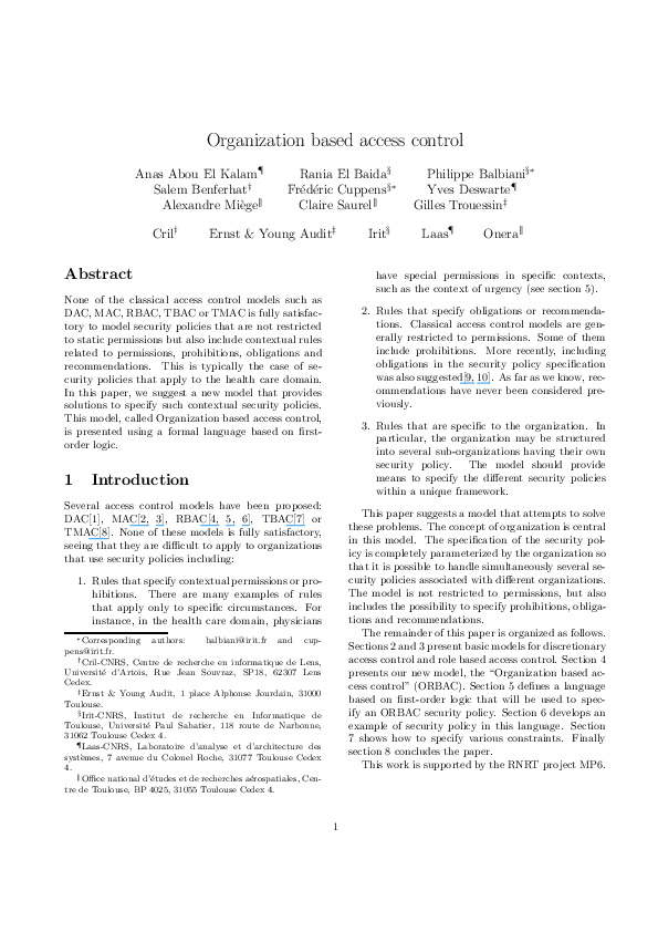(PDF) Organization based access control