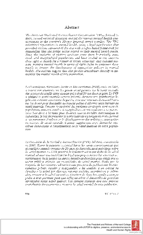 (PDF) THE PERUVIAN TRUTH COMMISSION'S MENTAL HEALTH REPARATIONS ...