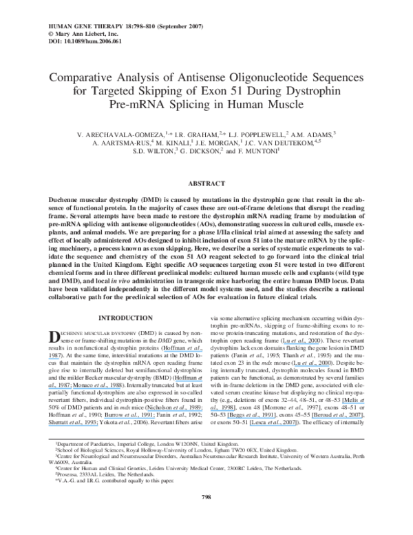 Pdf Comparative Analysis Of Antisense Oligonucleotide Sequences