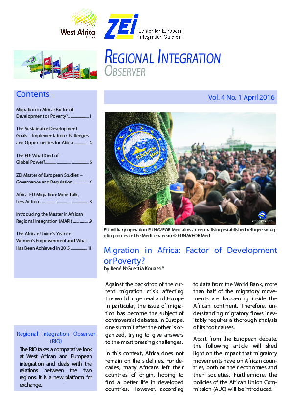 (PDF) Regional Integration Observer No. 01/2016