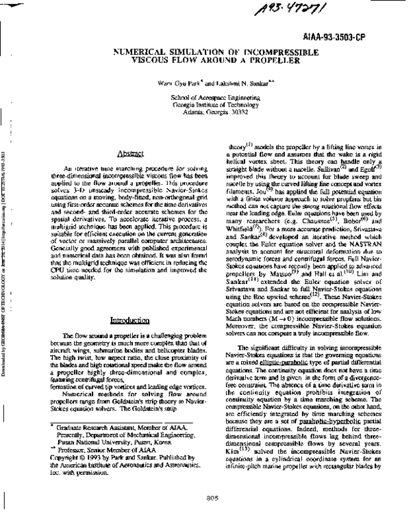 (PDF) Numerical simulation of viscous flow around a propeller