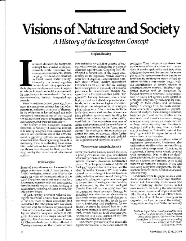 (PDF) Visions of Nature and Society: A History of the Ecosystem Concept.