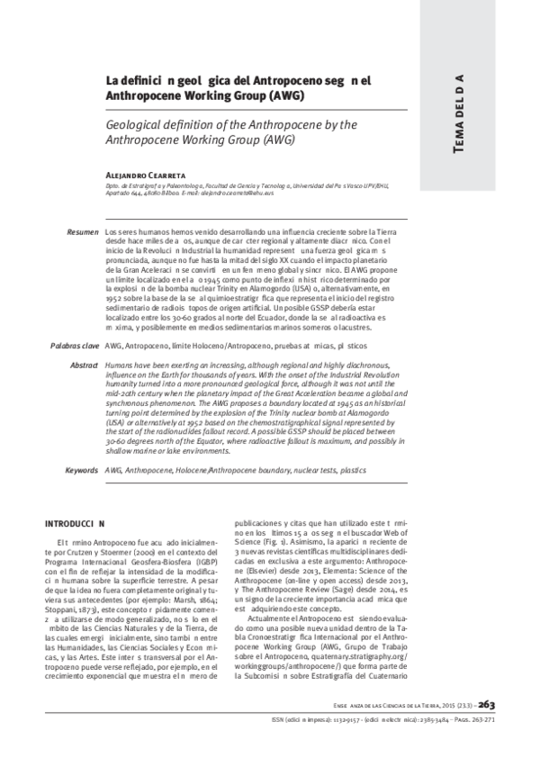 (PDF) La definición geológica del Antropoceno según el Anthropocene ...