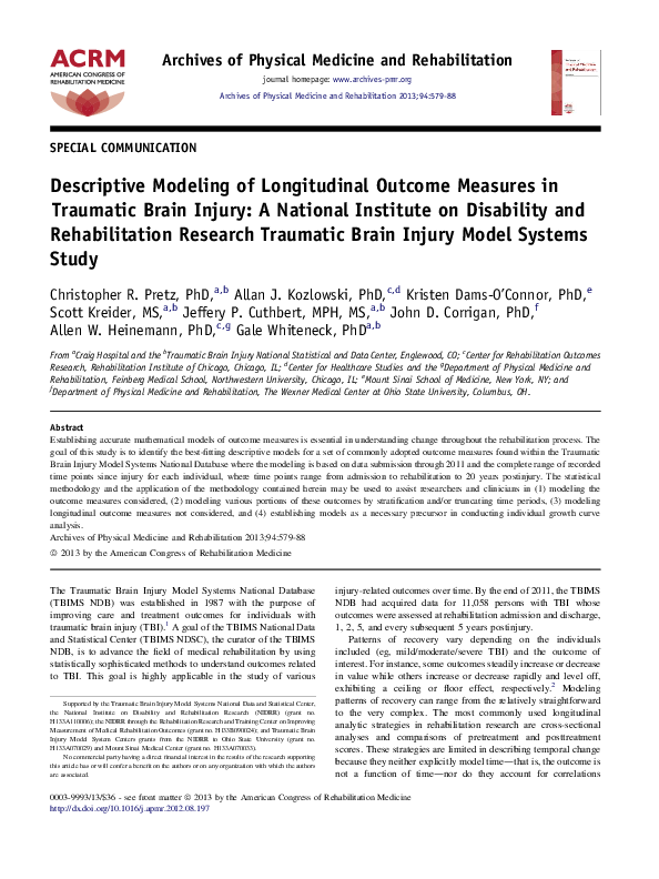 (PDF) Descriptive Modeling of Longitudinal Outcome Measures in ...