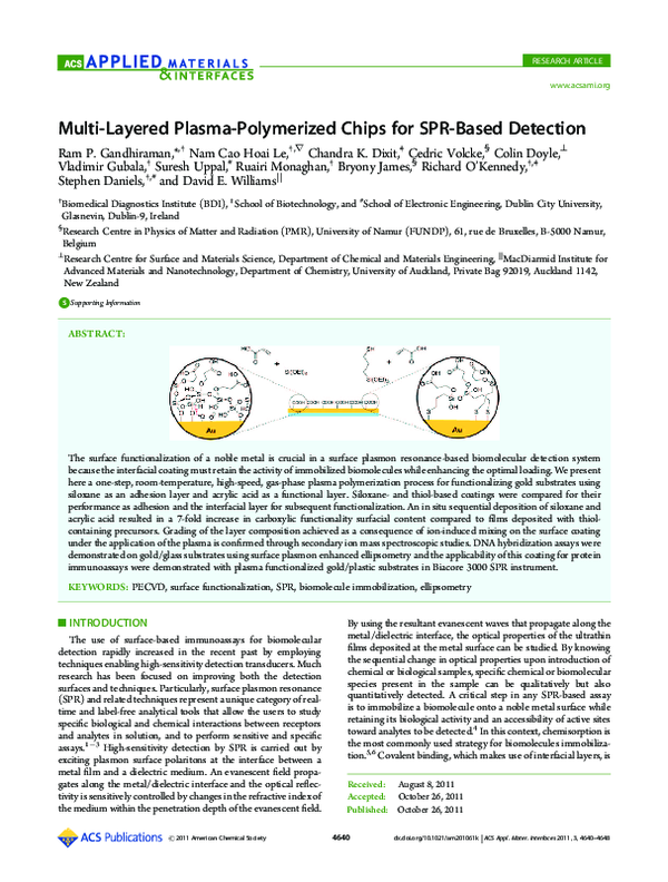 (PDF) Multi-Layered Plasma-Polymerized Chips for SPR-Based Detection