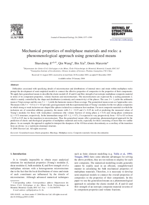 (PDF) Mechanical properties of multiphase materials and rocks: a ...