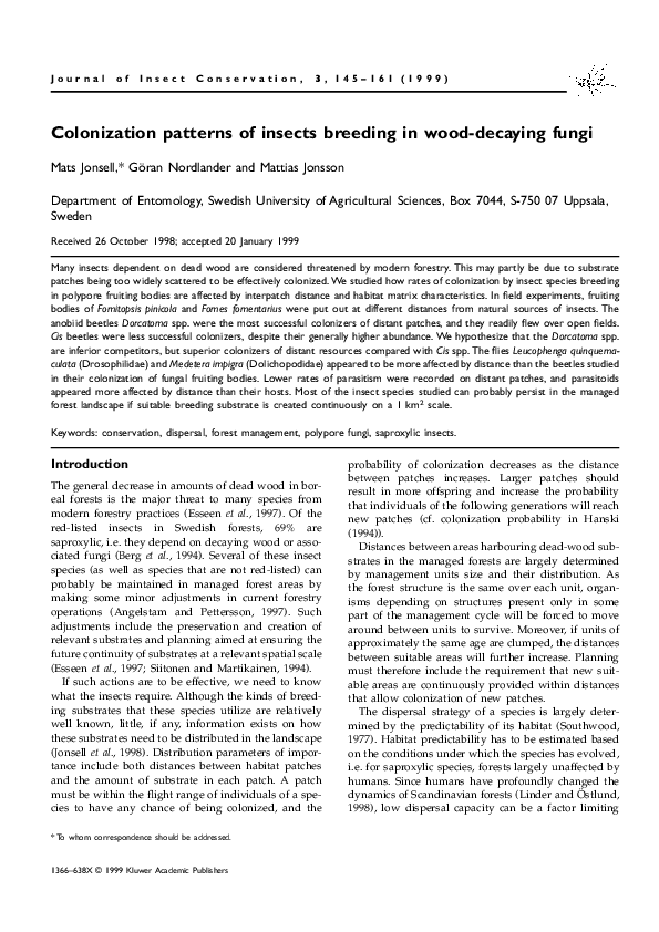 (PDF) Colonization Patterns of Insects Breeding in Wood-Decaying Fungi