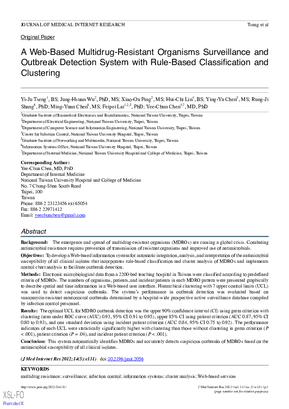Pdf A Web Based Multidrug Resistant Organisms Surveillance And