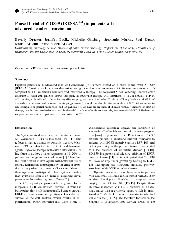 (PDF) Phase II trial of ZD1839 (IRESSA) in patients with advanced renal ...