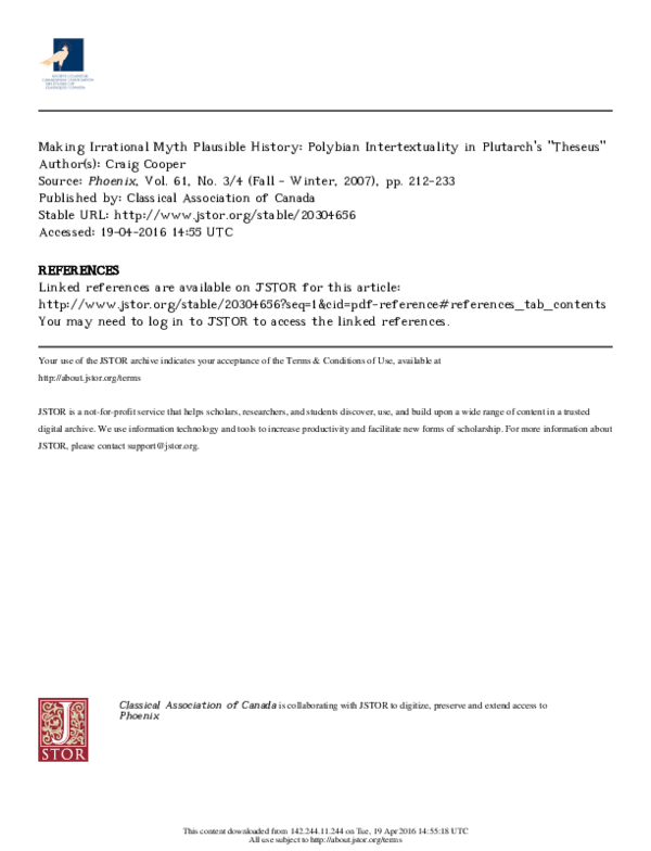 (PDF) Making irrational myth plausible history: Polybian ...