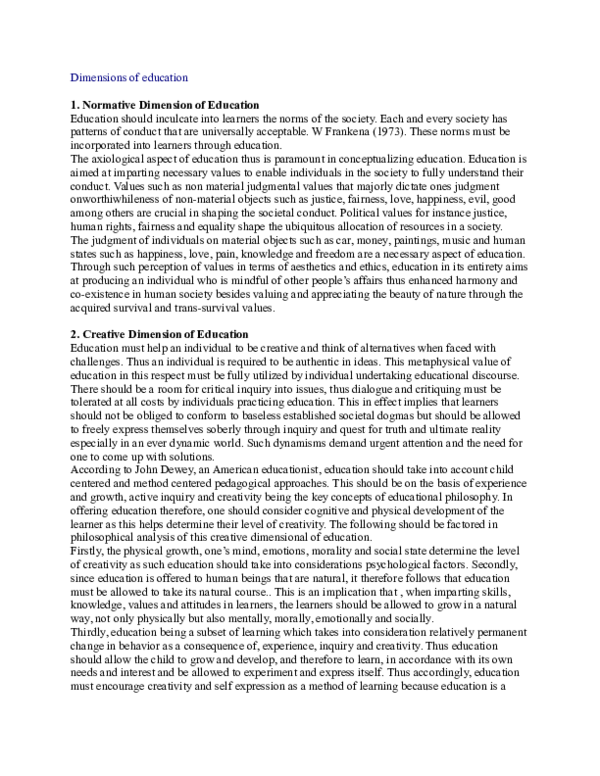 (DOC) Dimensions of education