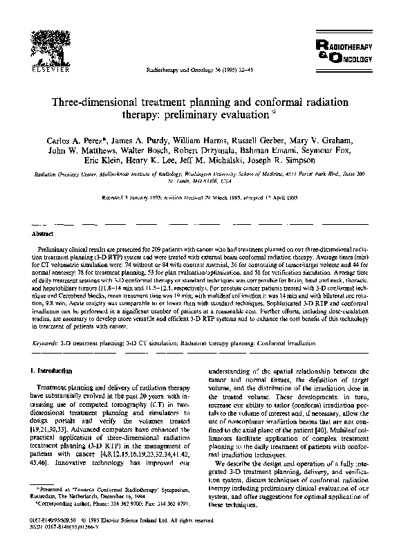 (PDF) Three-Dimensional Treatment Planning and Conformal Therapy
