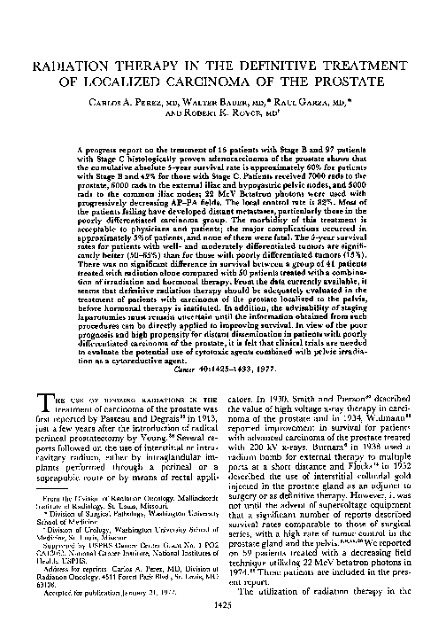 (PDF) Radiation therapy in the definitive treatment of localized ...