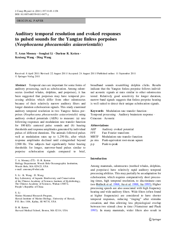 Pdf Auditory Temporal Resolution And Evoked Responses To Pulsed