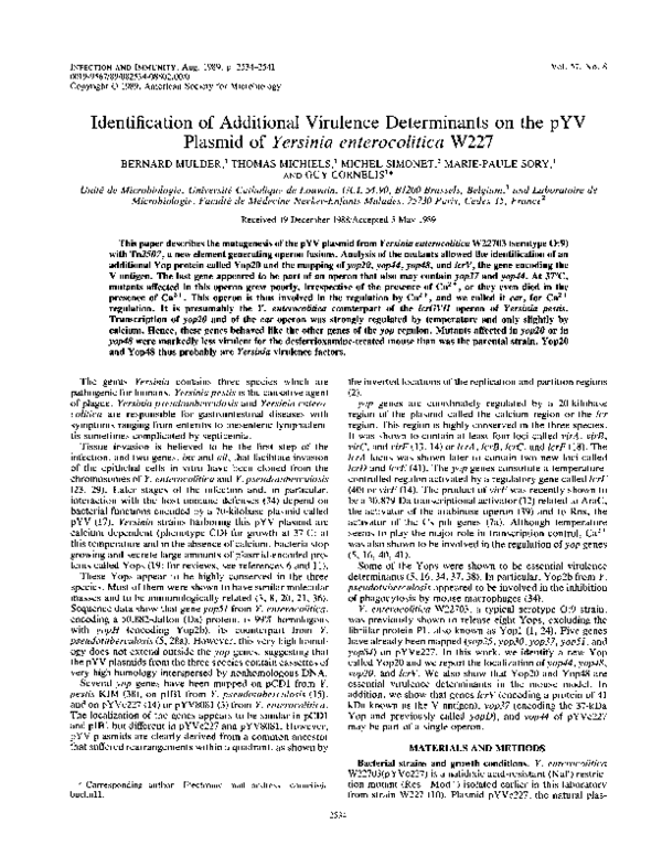 (PDF) Identification of additional virulence determinants on the pYV ...
