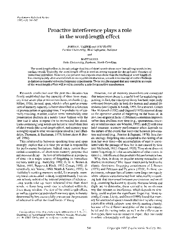 (PDF) Proactive interference plays a role in the word-length effect