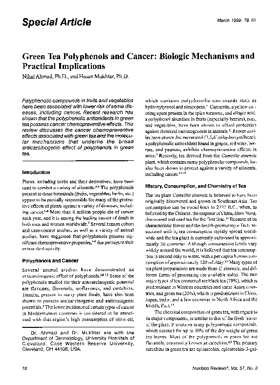 (PDF) Green Tea Polyphenols and Cancer: Biologic Mechanisms and ...