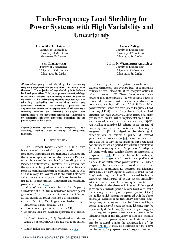 (PDF) Under-frequency load shedding for power systems with high ...