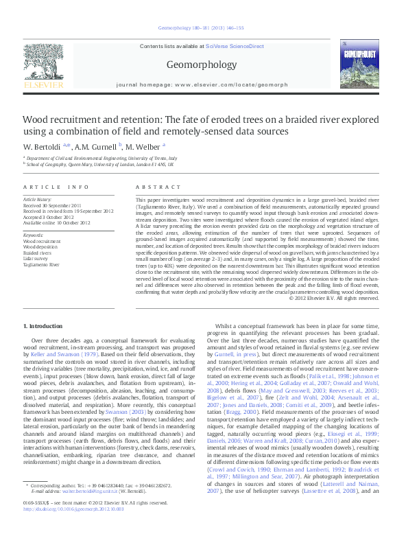 (PDF) Wood recruitment and retention: The fate of eroded trees on a ...