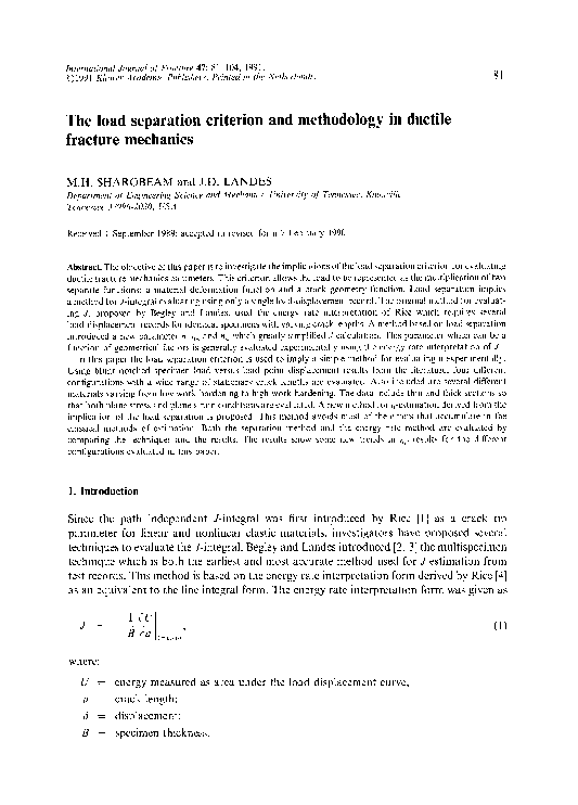 (PDF) The load separation criterion and methodology in ductile fracture ...
