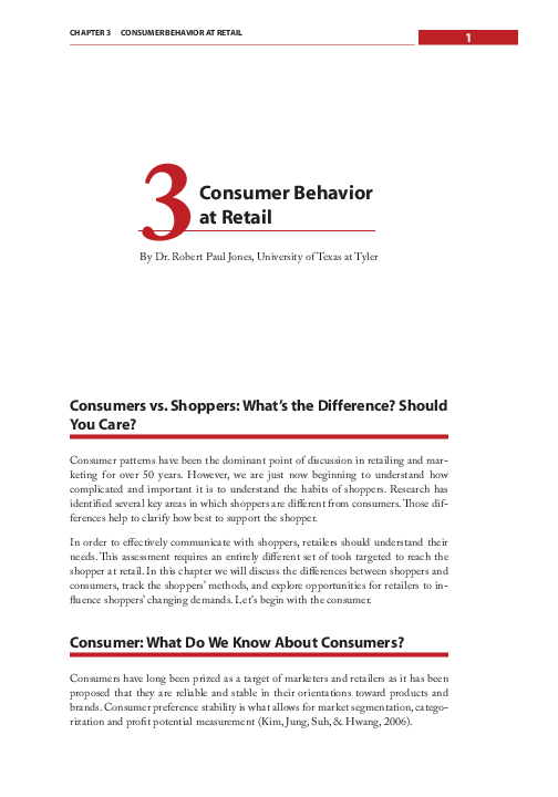 (PDF) Consumer Behavior at Retail, Chapter 3