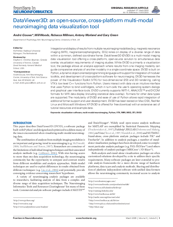 Pdf Dataviewer3d An Open Source Cross Platform Multi Modal