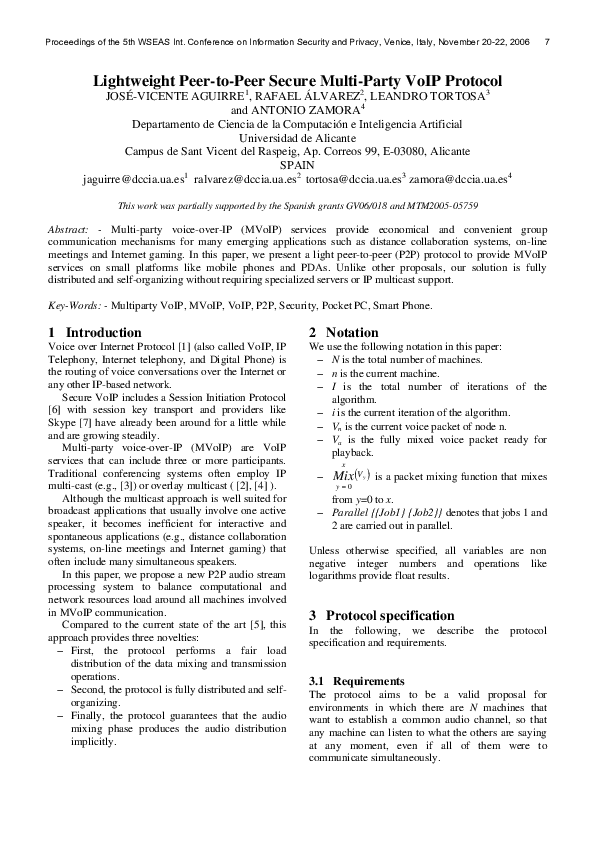 (PDF) Lightweight peer-to-peer secure multi-party VoIP protocol