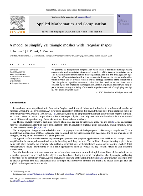Pdf A Model To Simplify 2d Triangle Meshes With Irregular Shapes 9886