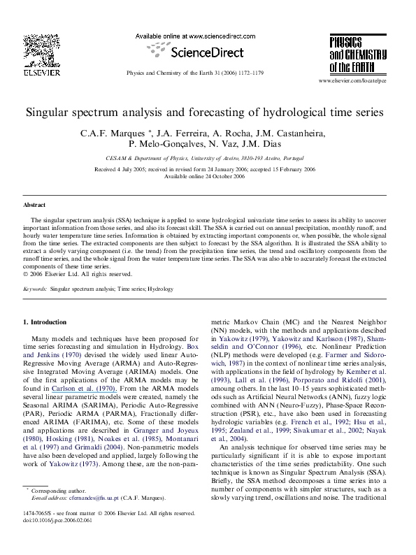 (PDF) Singular spectrum analysis and forecasting of hydrological time ...