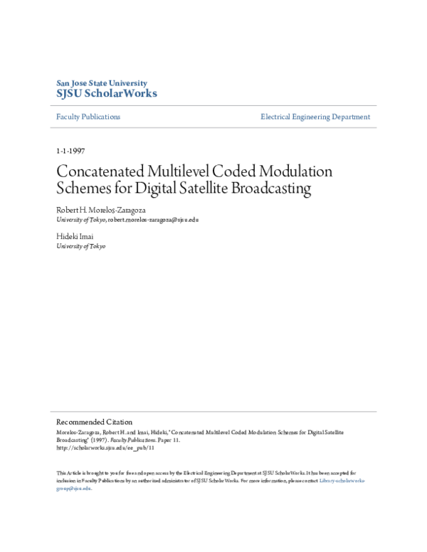 (PDF) Concatenated multilevel coded modulation schemes for digital satellite broadcasting