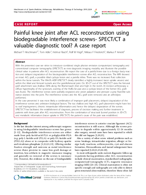 (PDF) Painful knee joint after ACL reconstruction using biodegradable ...