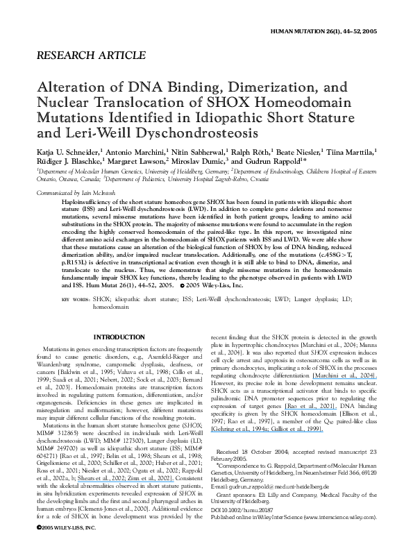 (PDF) Alteration of DNA binding, dimerization, and nuclear ...