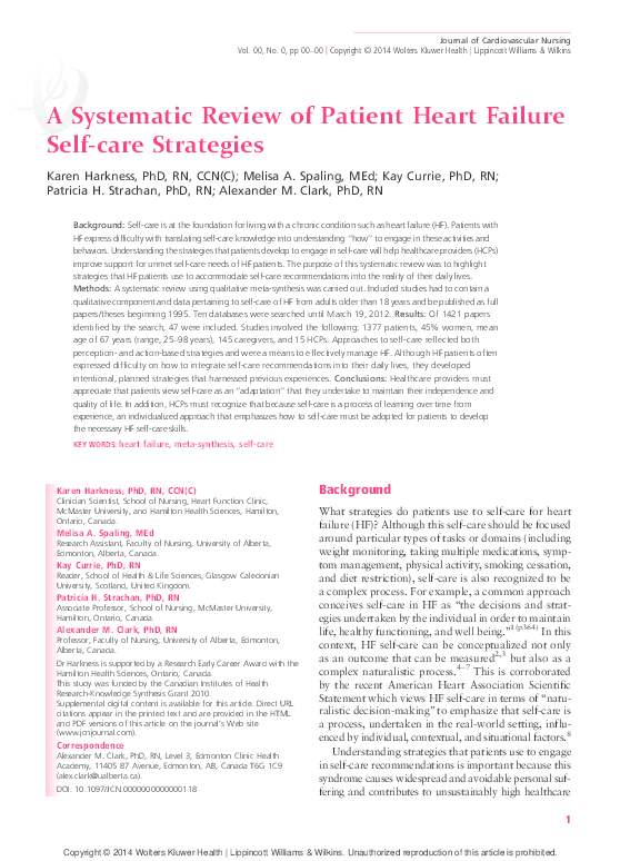 (PDF) A Systematic Review of Patient Heart Failure Self-care Strategies