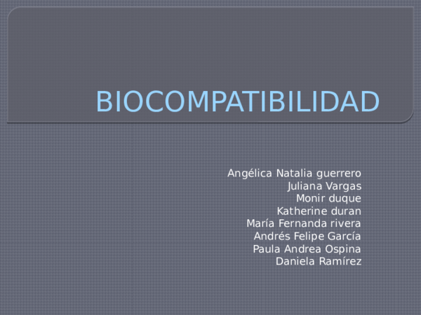 (PPT) BIOCOMPATIBILIDAD