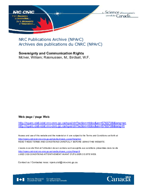 (PDF) Sovereignty and Communication Rights