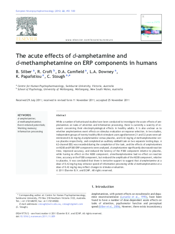 (PDF) The acute effects of d-amphetamine and d-methamphetamine on ERP ...