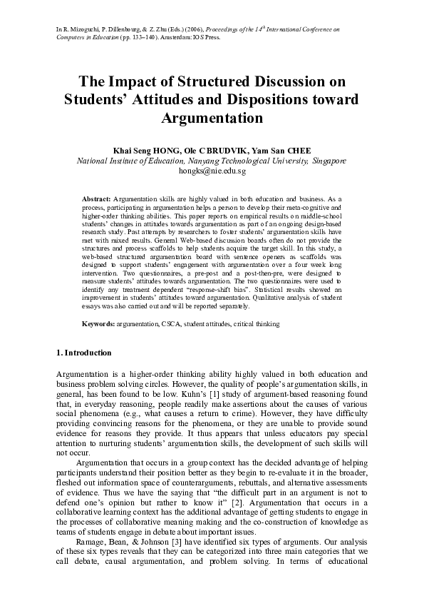 (PDF) The Impact of Structured Discussion on Students' Attitudes and ...