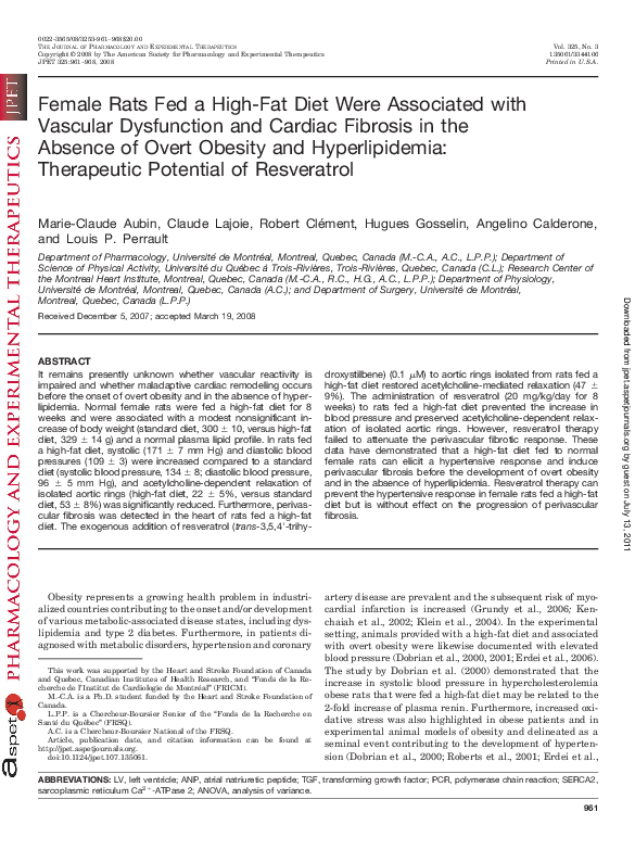 (PDF) Female Rats Fed a High-Fat Diet Were Associated with Vascular ...
