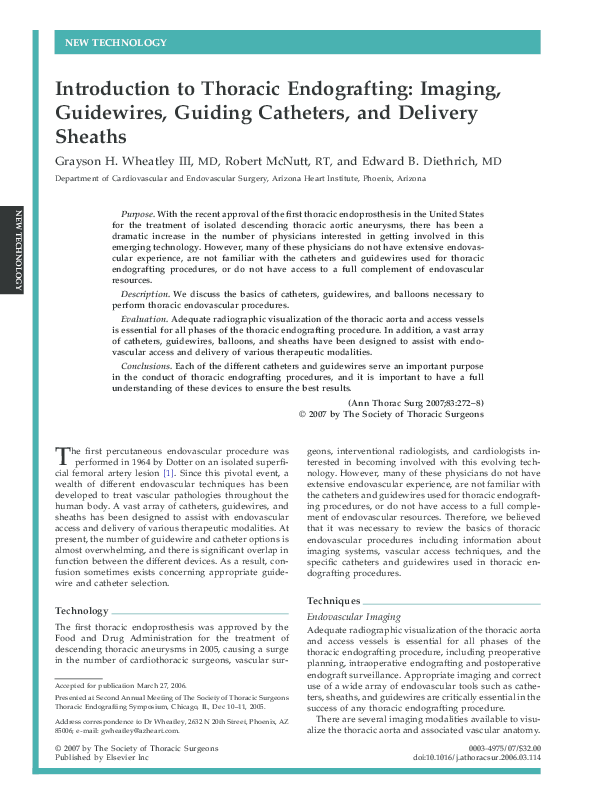 (PDF) Introduction to Thoracic Endografting: Imaging, Guidewires ...