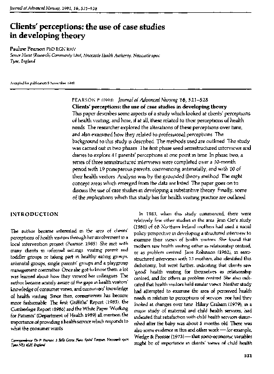 (PDF) Clients' perceptions: the use of case studies in developing theory
