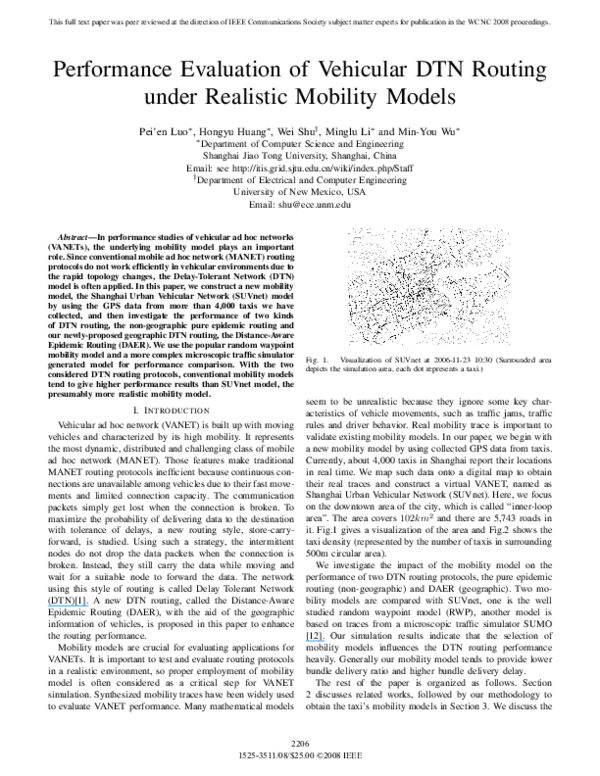 Pdf Performance Evaluation Of Vehicular Dtn Routing Under Realistic
