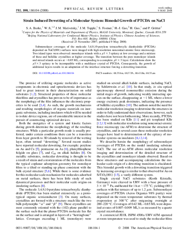 (PDF) Strain Induced Dewetting of a Molecular System: Bimodal Growth of ...