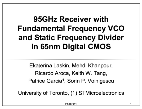(PDF) A 95GHz Receiver with Fundamental-Frequency VCO and Static Frequency Divider in 65nm ...