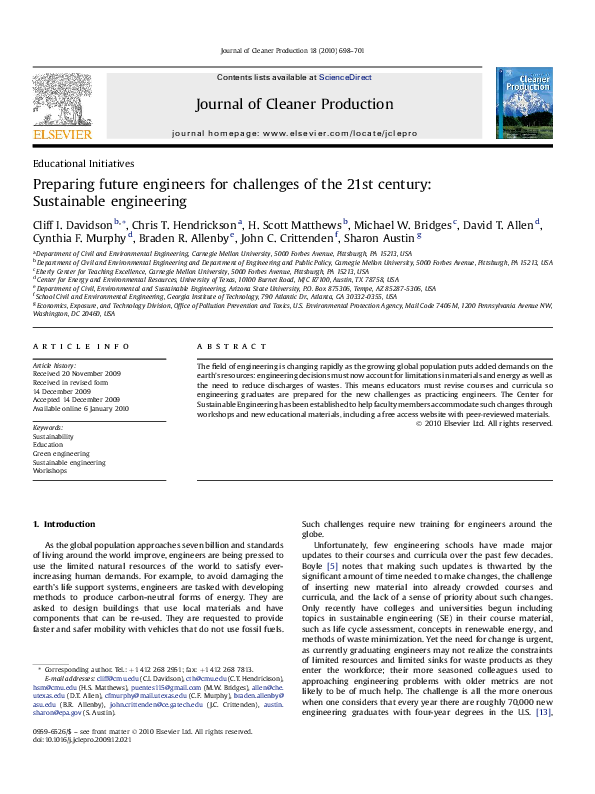 (PDF) Preparing future engineers for challenges of the 21st century ...